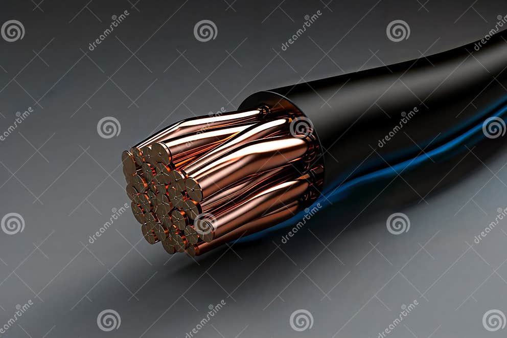 Cable Cross-Section Highlighting Multiple Copper Strands, Generative Ai ...