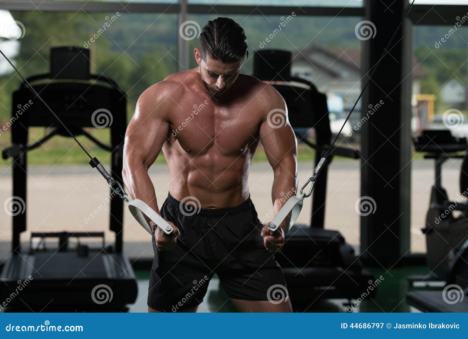 Cable Crossover Chest Workout Stock Image - Image of clothing, fitness ...