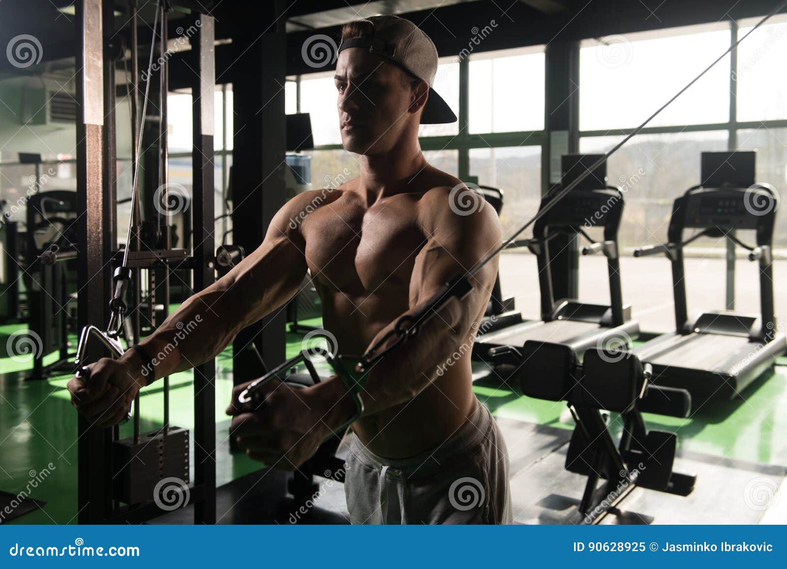 Cable Crossover Chest Workout Stock Image - Image of fitness, model ...