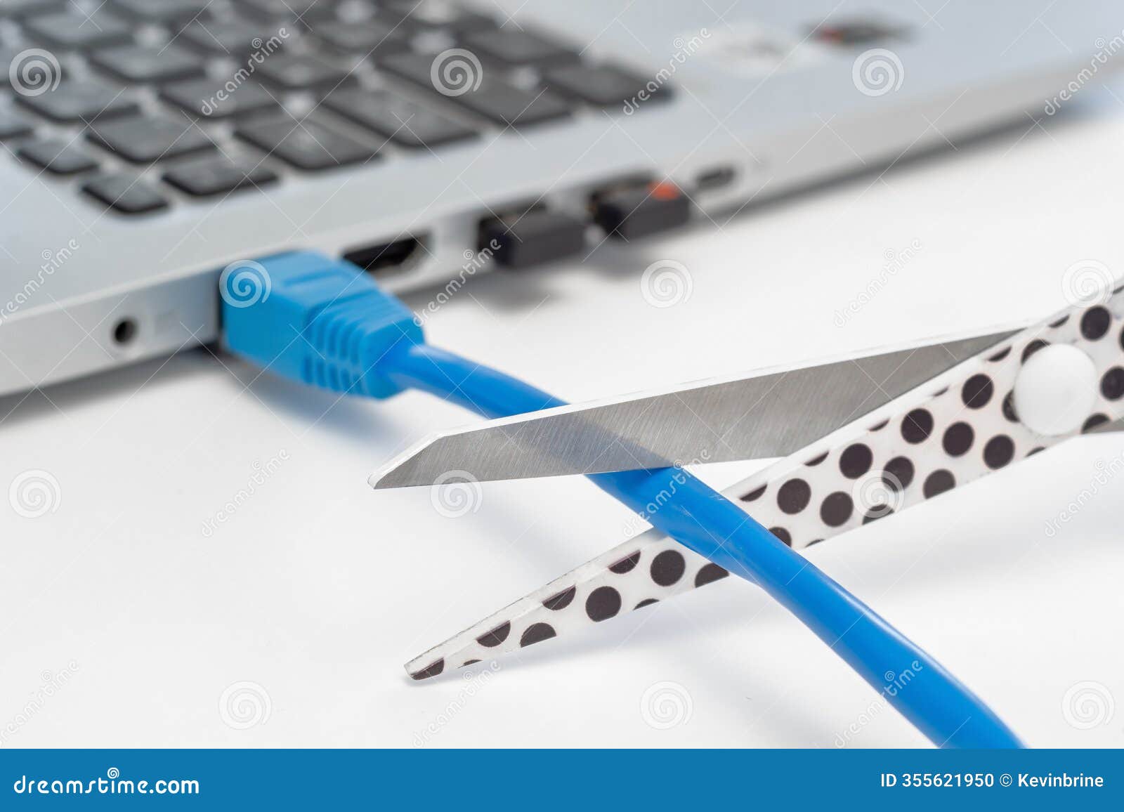 Cable Cutting Concept stock photo. Image of wire, connection - 355621950