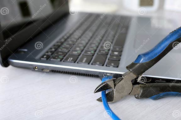 Cable Cutting Internet Wire Cutter Stock Image - Image of electronic ...