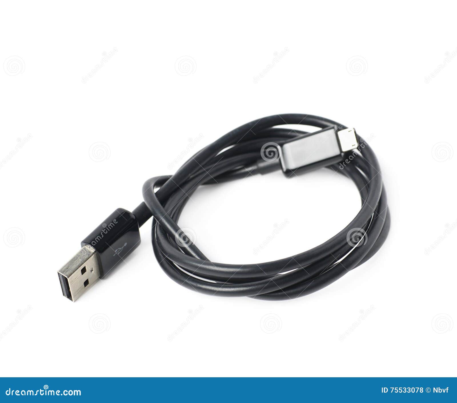 Cable Doblado Negro Del USB Aislado Foto de archivo - Imagen de ...