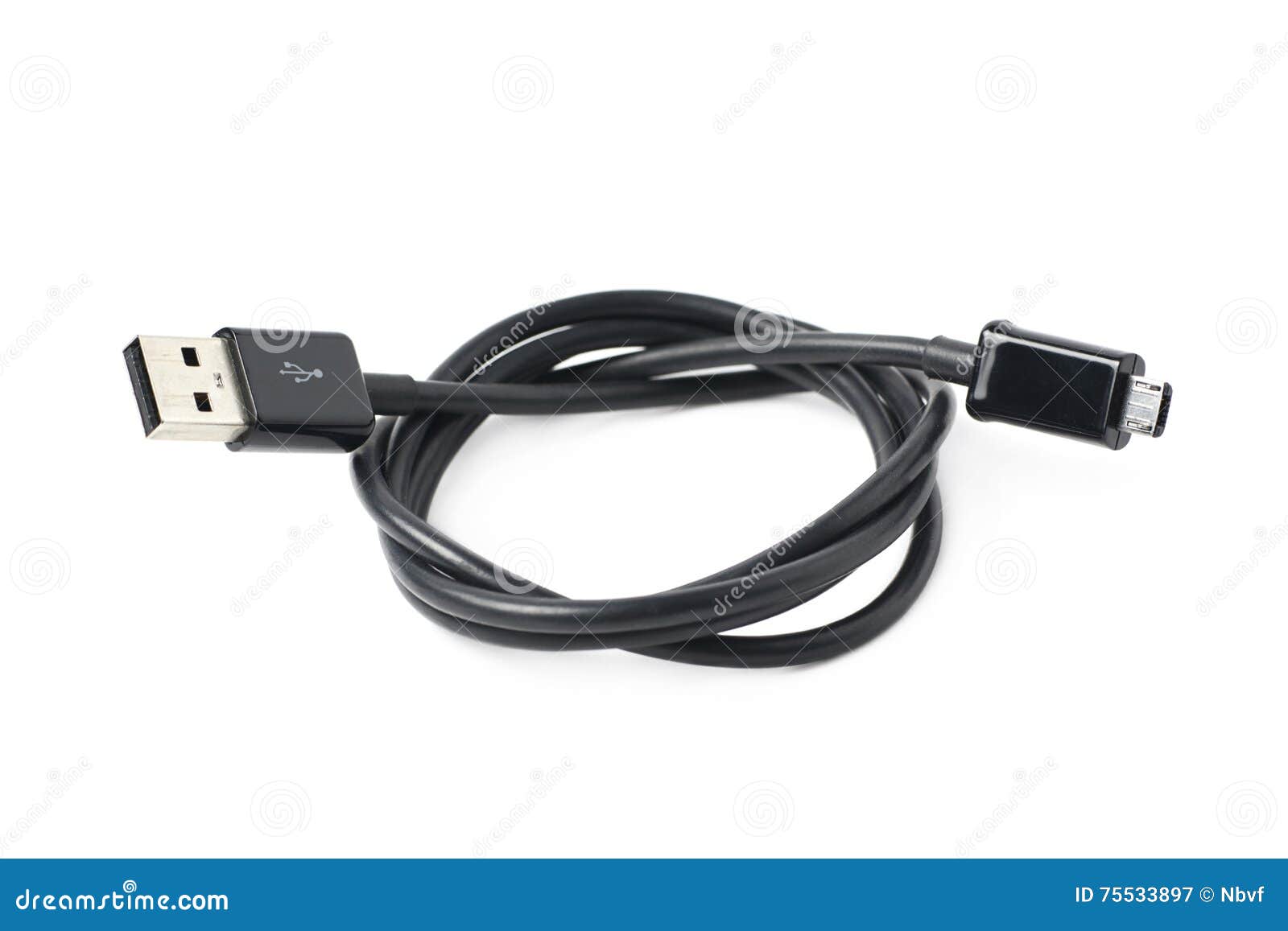 Cable Doblado Negro Del USB Aislado Imagen de archivo - Imagen de ...