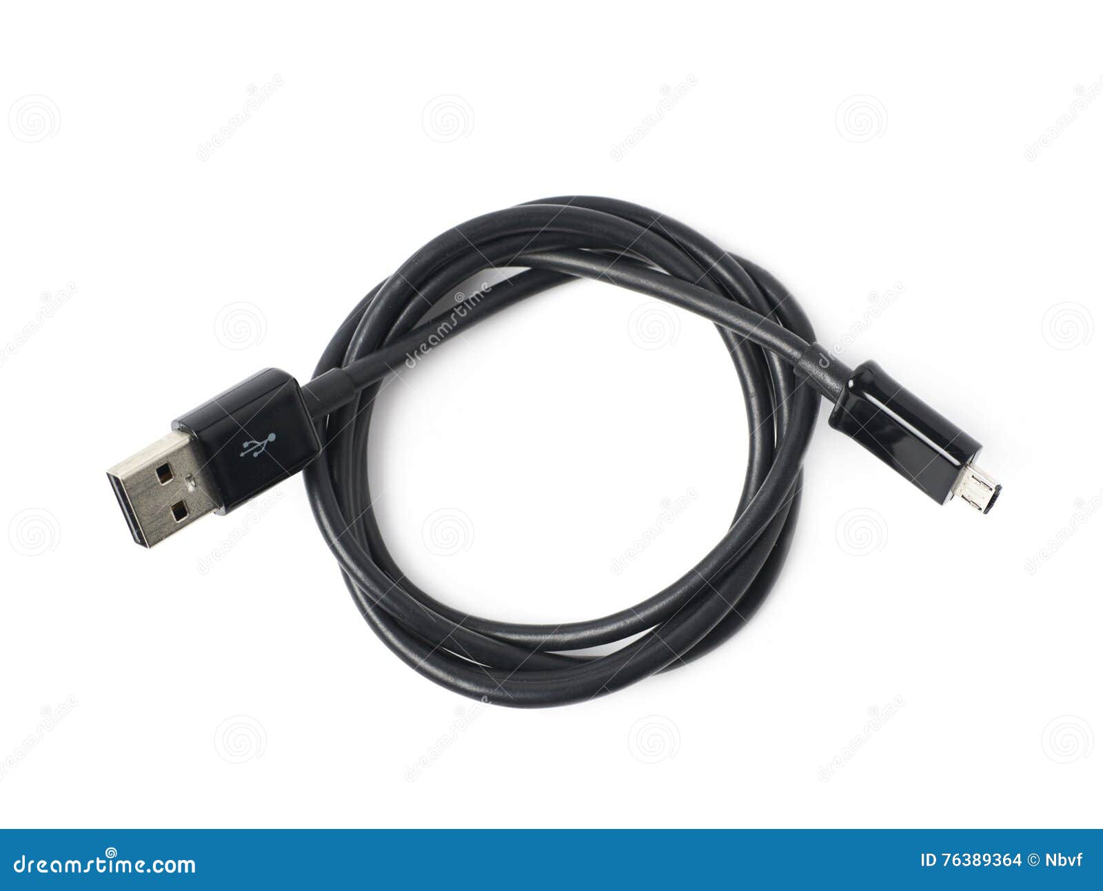 Cable Doblado Negro Del USB Aislado Foto de archivo - Imagen de negro ...