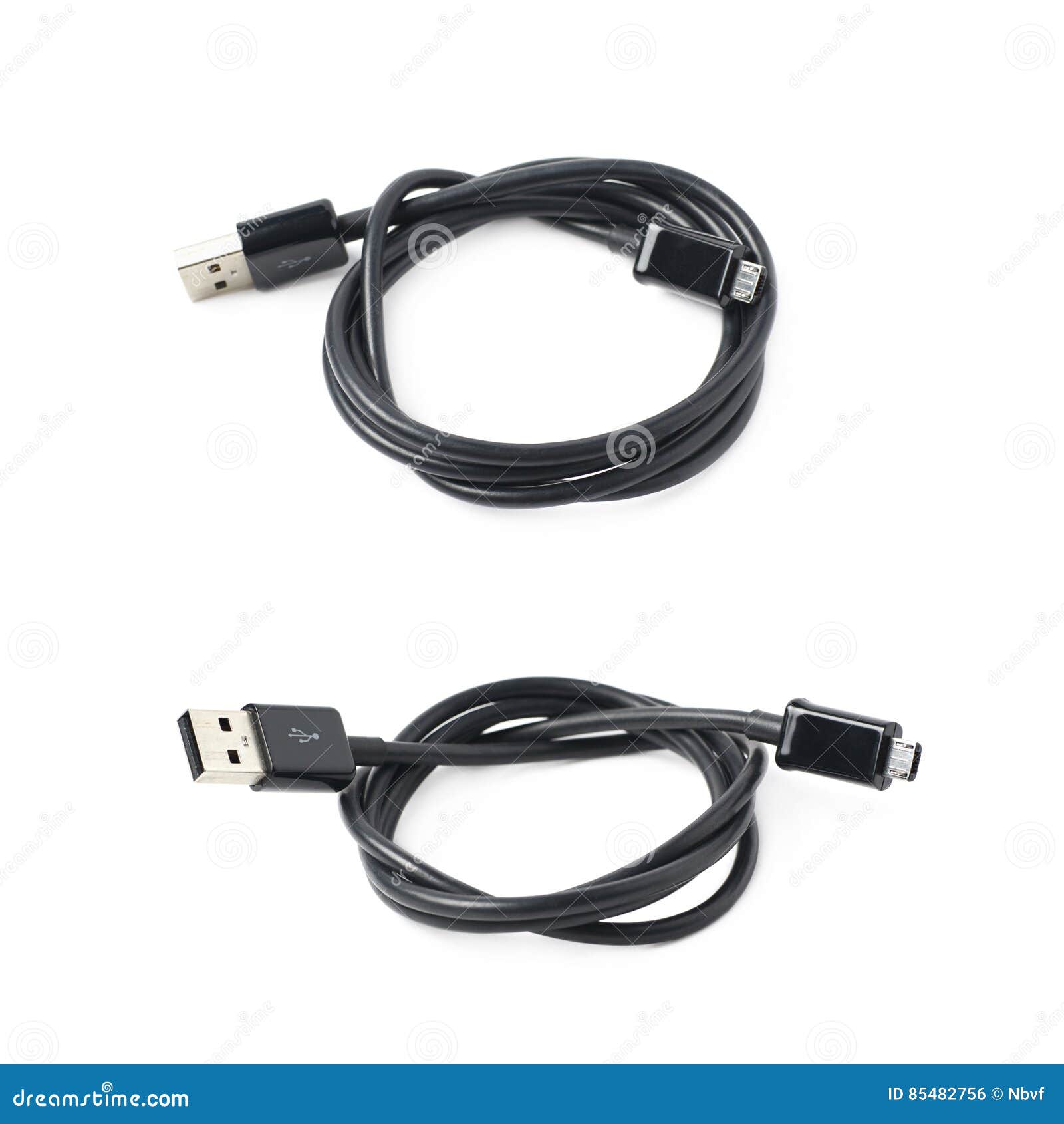 Cable Doblado Negro Del USB Aislado Foto de archivo - Imagen de ...