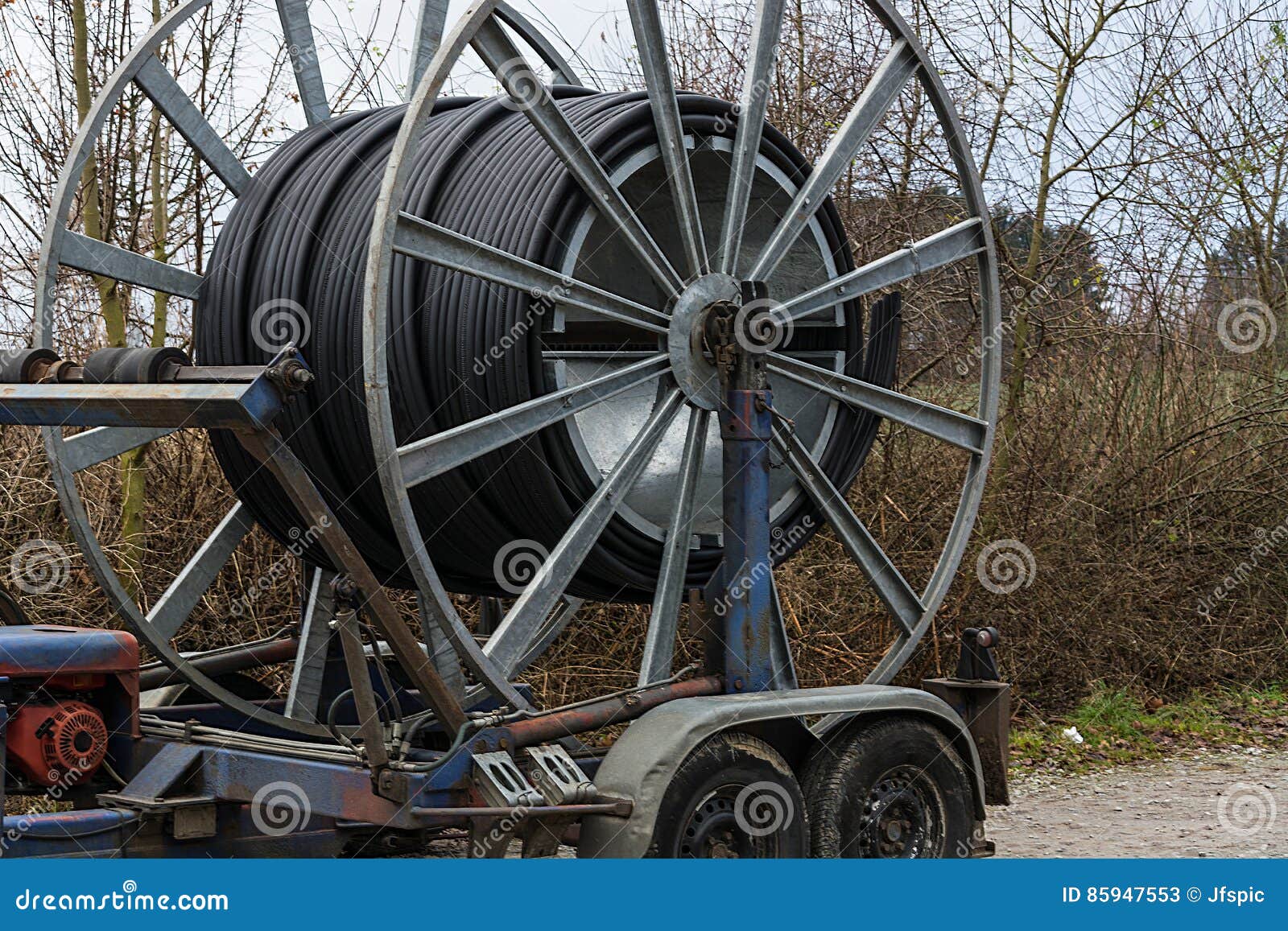 Cable Drums with Fiber Optic Cable Stock Image - Image of laying, line ...