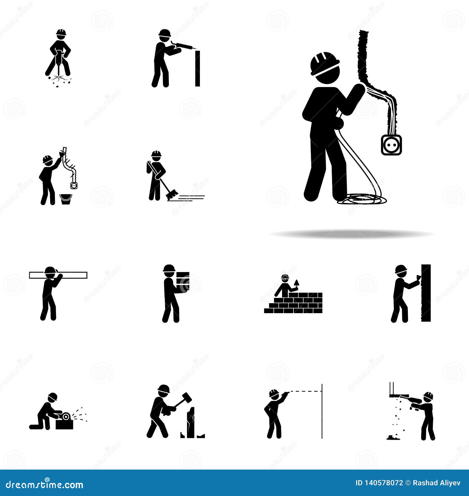 Cable, Electric Worker Icon. Construction People Icons Universal Set ...