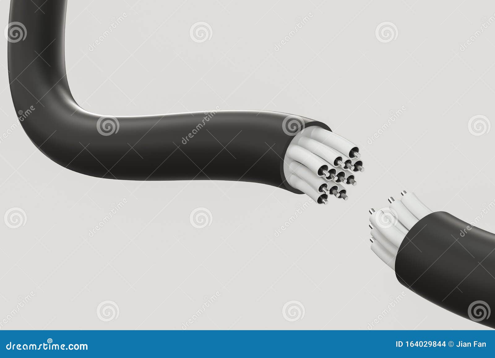 Cable with Extended Core, Electronic Connection Product, 3d Rendering ...