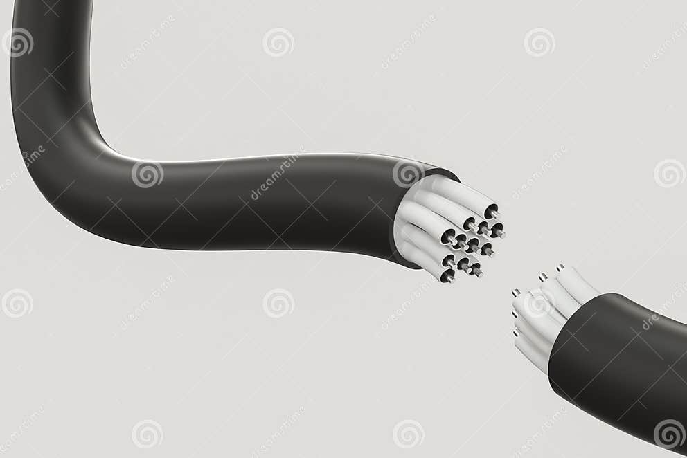 Cable with Extended Core, Electronic Connection Product, 3d Rendering ...