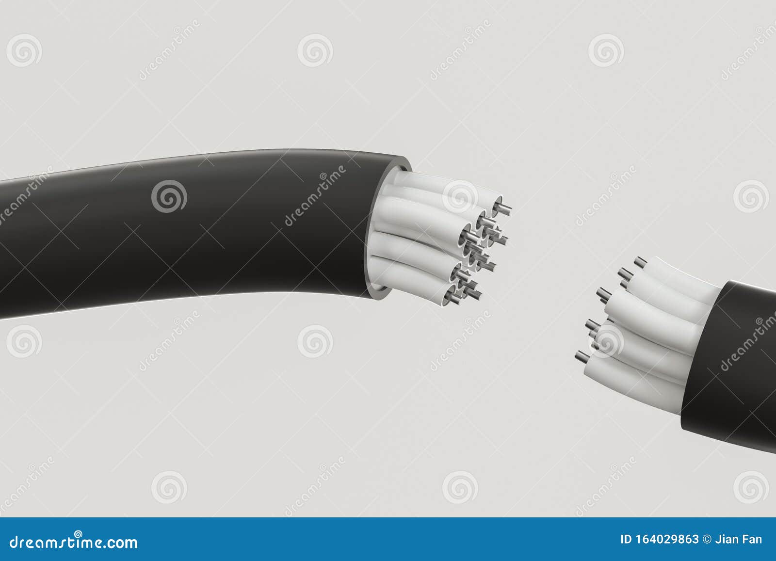 Cable with Extended Core, Electronic Connection Product, 3d Rendering ...