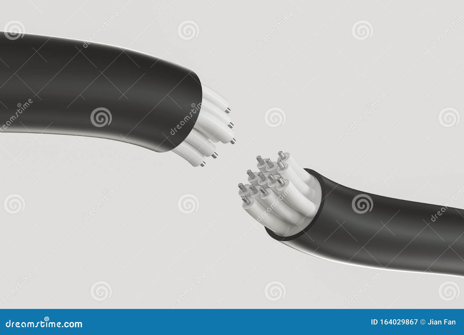 Cable with Extended Core, Electronic Connection Product, 3d Rendering ...