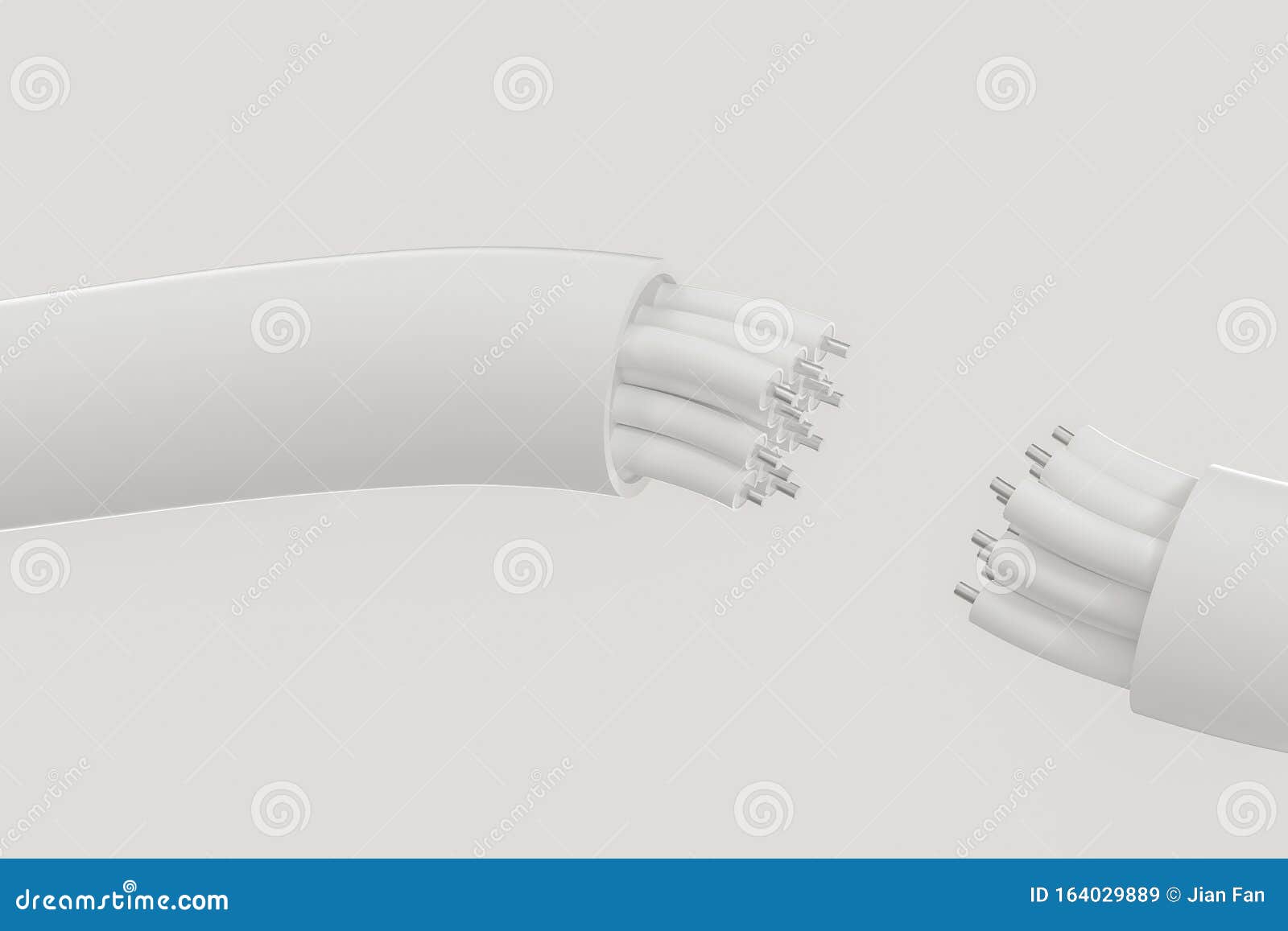 Cable with Extended Core, Electronic Connection Product, 3d Rendering ...