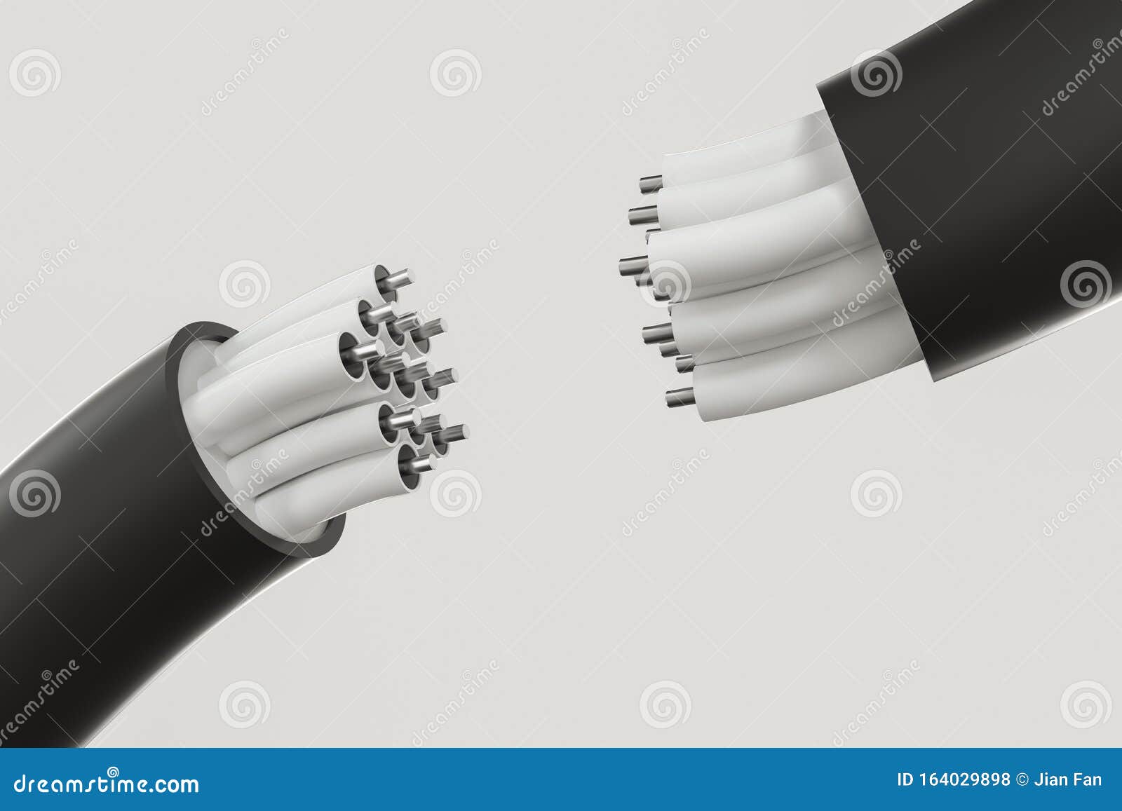 Cable with Extended Core, Electronic Connection Product, 3d Rendering ...