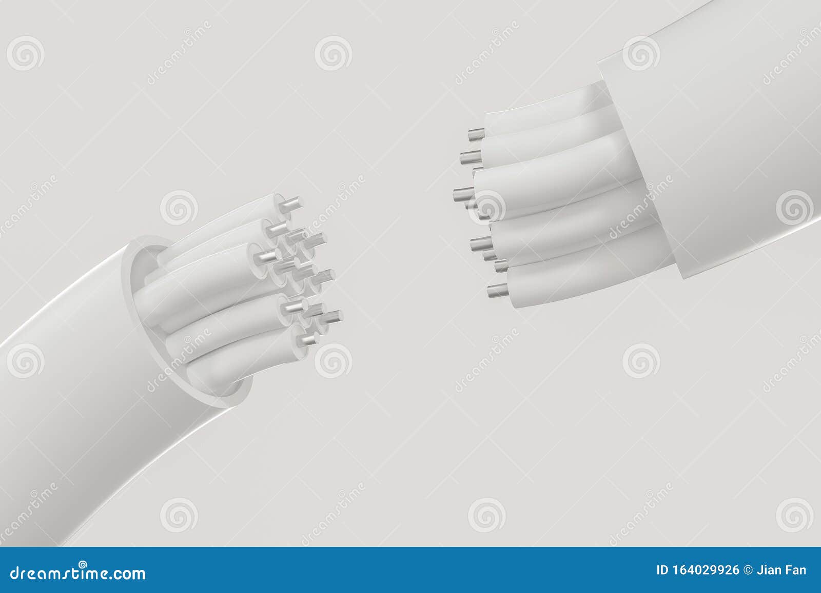 Cable with Extended Core, Electronic Connection Product, 3d Rendering ...