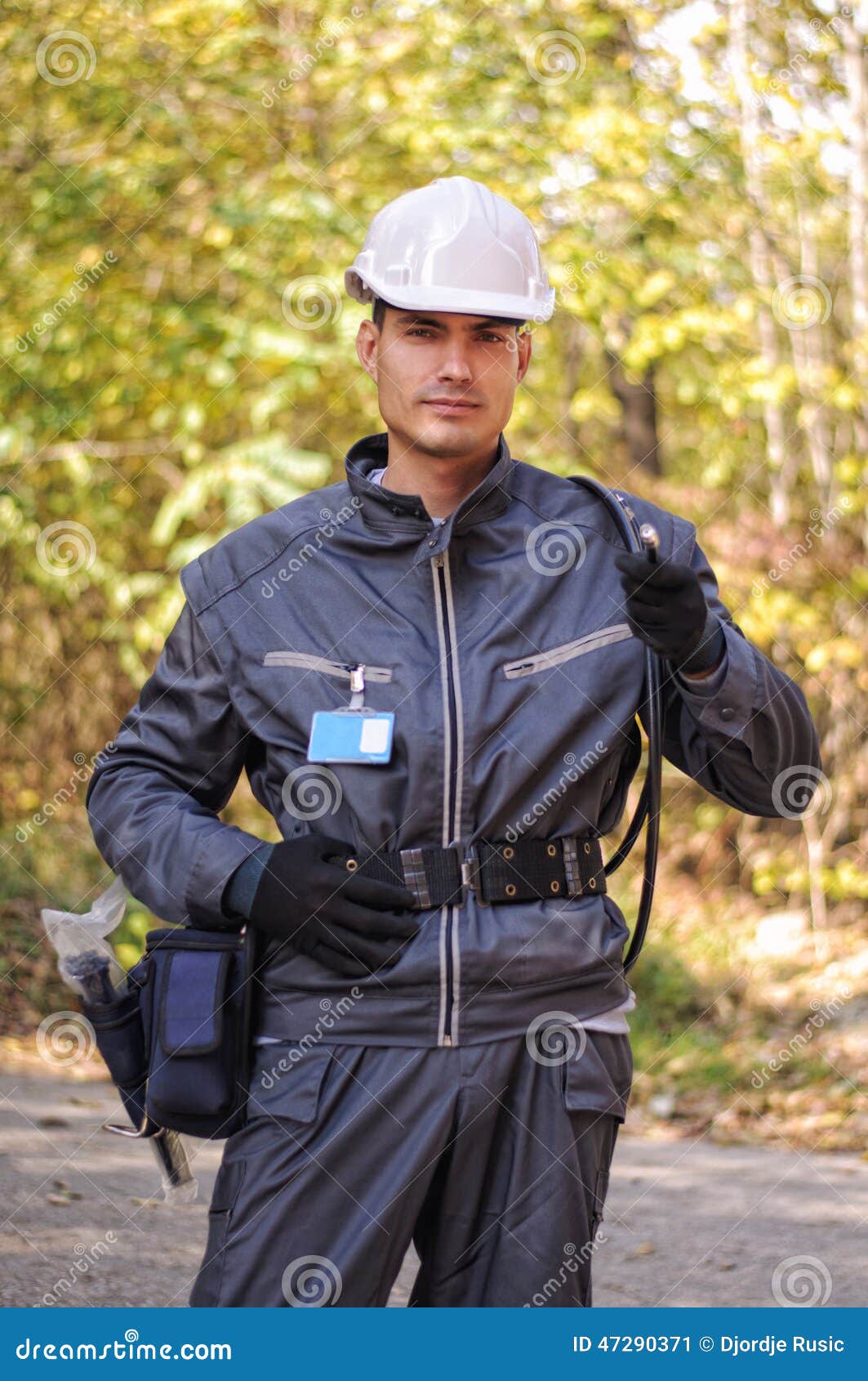 Cable Guy Holding Optical Cable Stock Image - Image of global ...