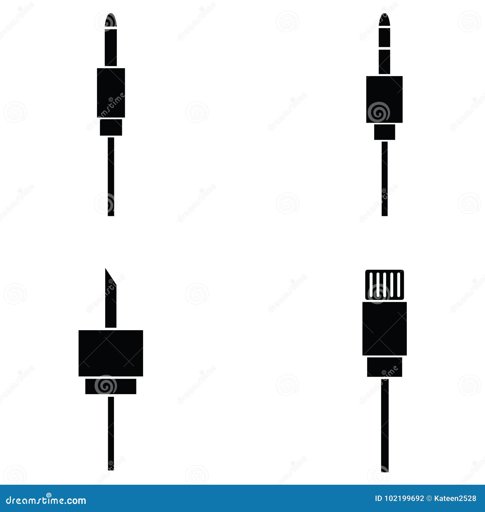 Cable icon set stock vector. Illustration of computer - 102199692