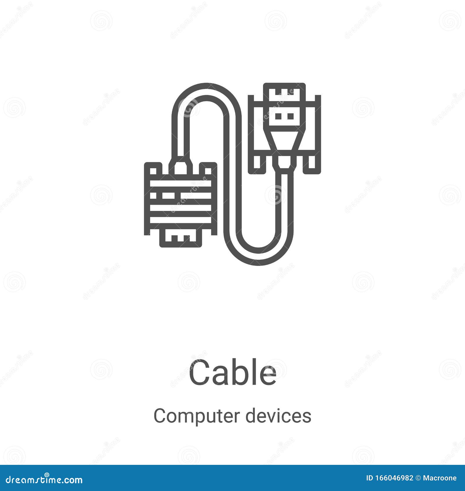 Cable Icon Vector from Computer Devices Collection. Thin Line Cable ...