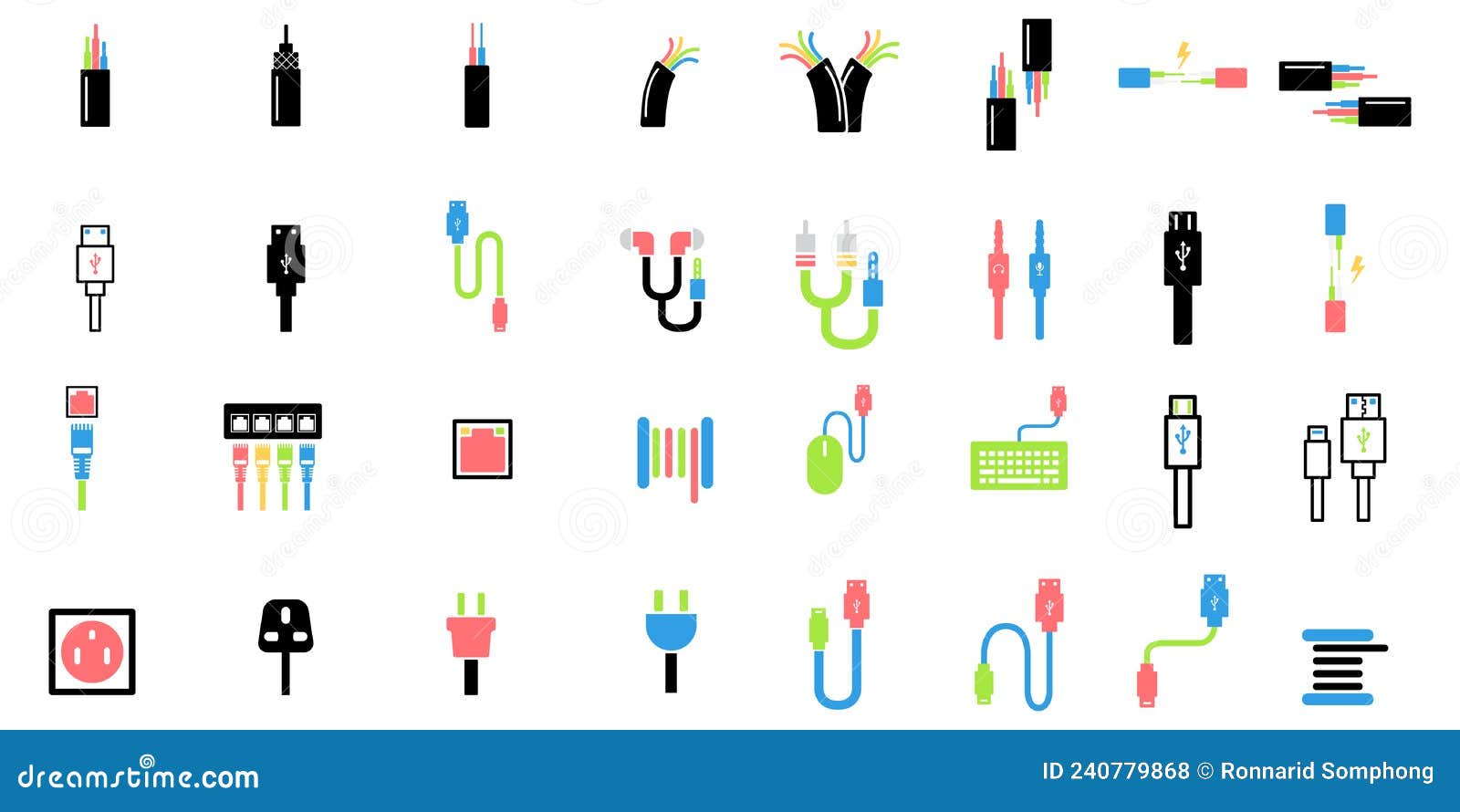 Cable Icons Vector Illustration Stock Vector - Illustration of icons ...