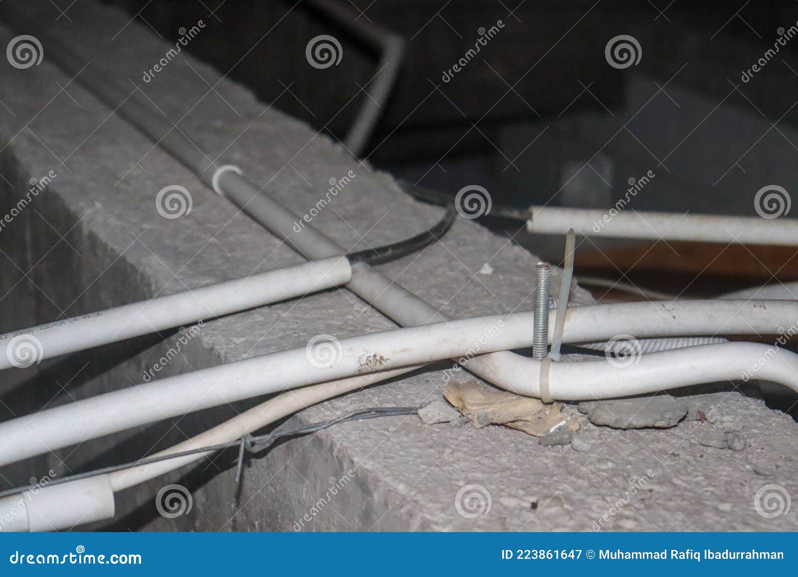 Cable Installation Above the Ceiling of the House Stock Image - Image ...