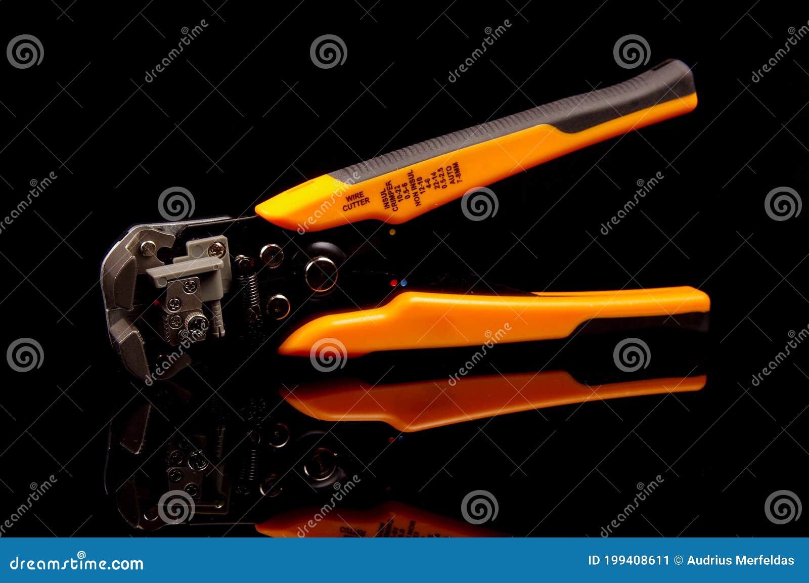 Cable Insulation Stripping Tool Isolated on Black Stock Image - Image ...