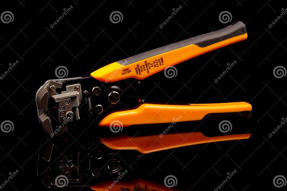 Cable Insulation Stripping Tool Isolated on Black Stock Image - Image ...