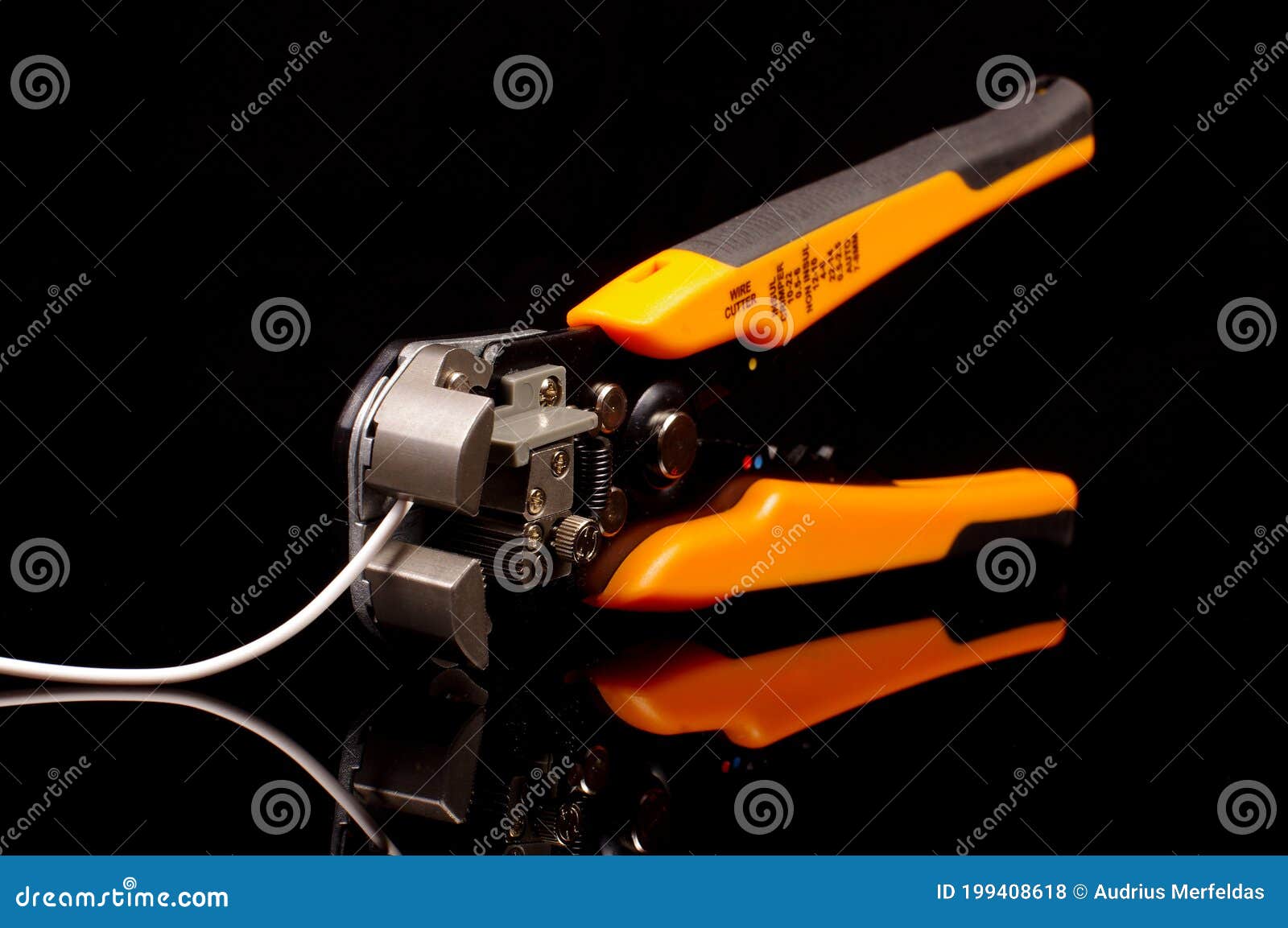 Cable Insulation Stripping Tool Isolated on Black Stock Photo - Image ...