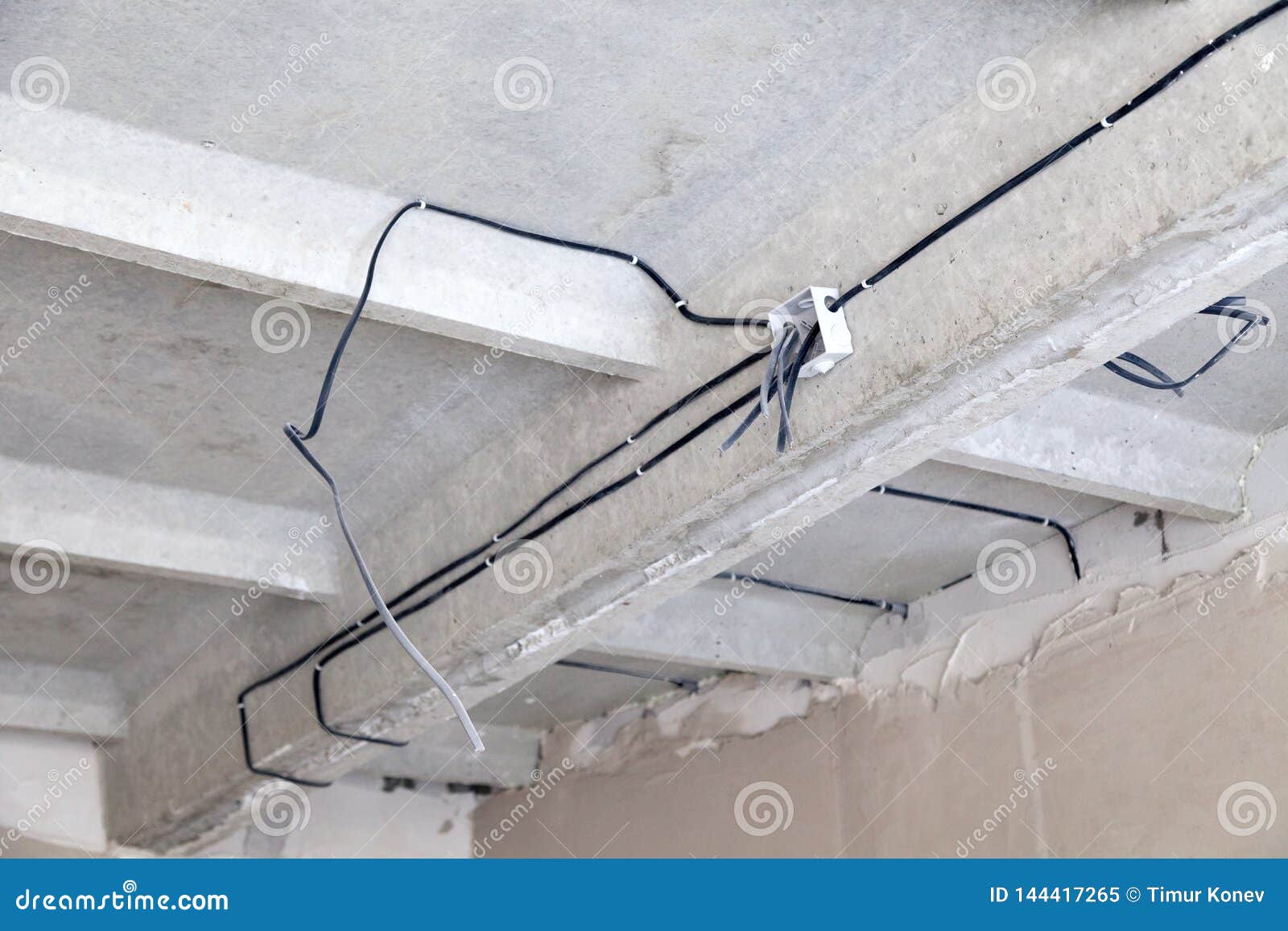 Cable Laying the Ceiling. Electrical Wires on the Wall. Wiring ...