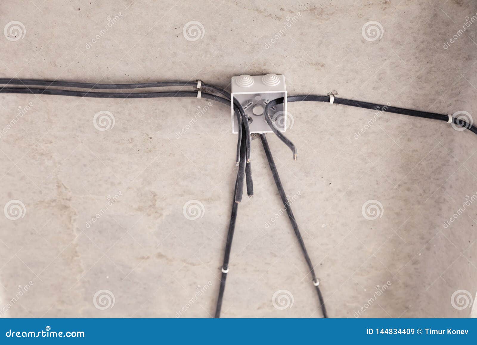 Cable Laying the Ceiling. Electrical Wires on the Wall. Wiring ...