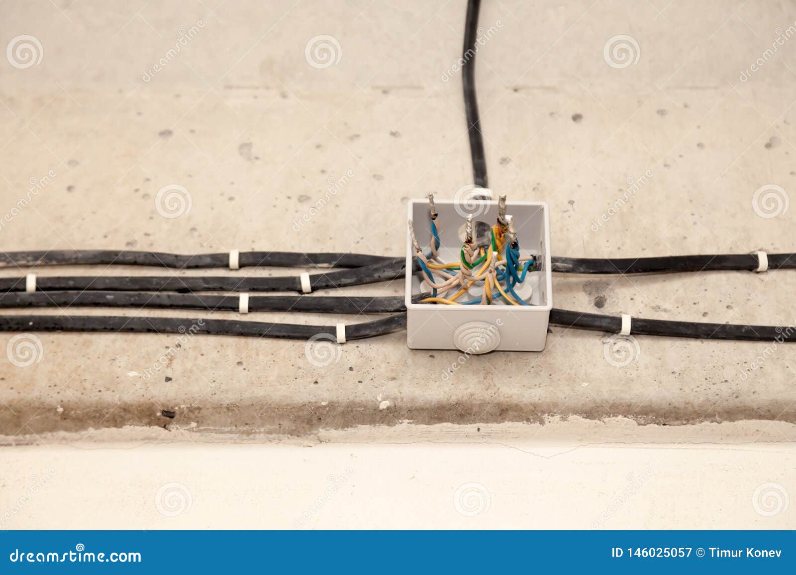 Cable Laying Ceiling. Electrical Wires on Wall. Wiring Replacement ...