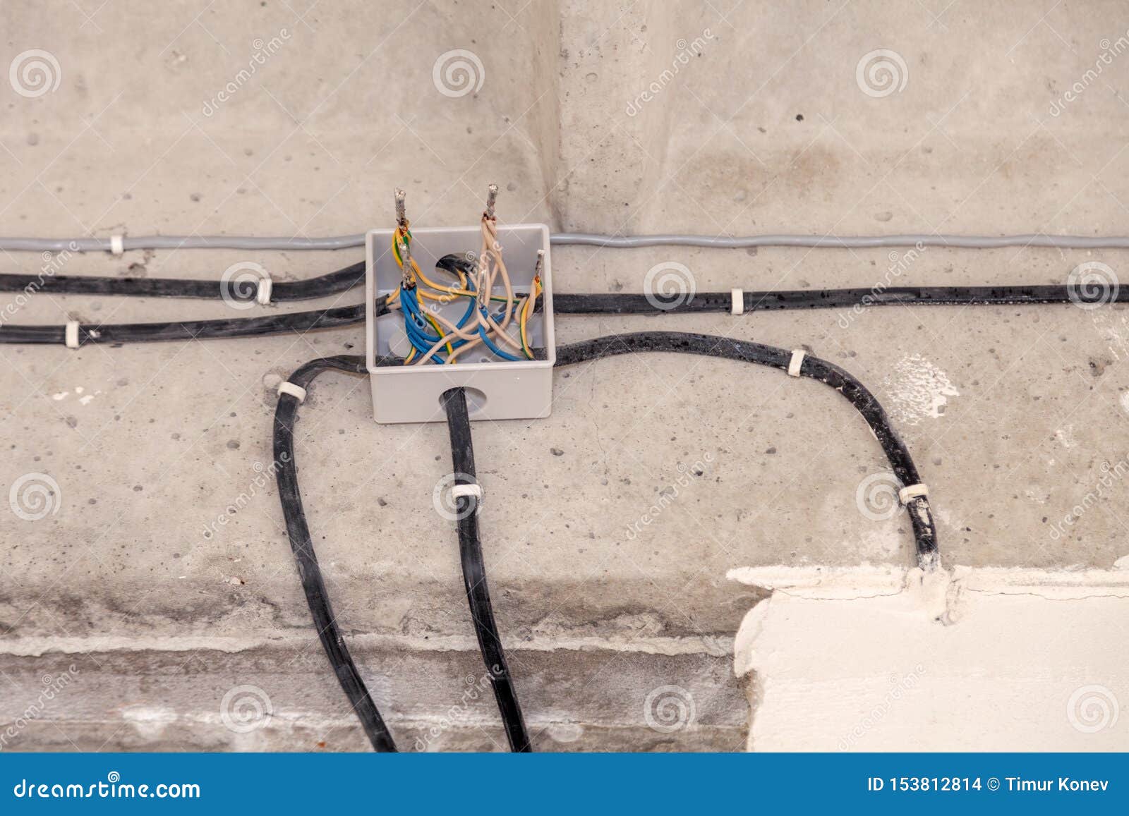 Cable Laying Ceiling. Electrical Wires on Wall. Wiring Replacement ...