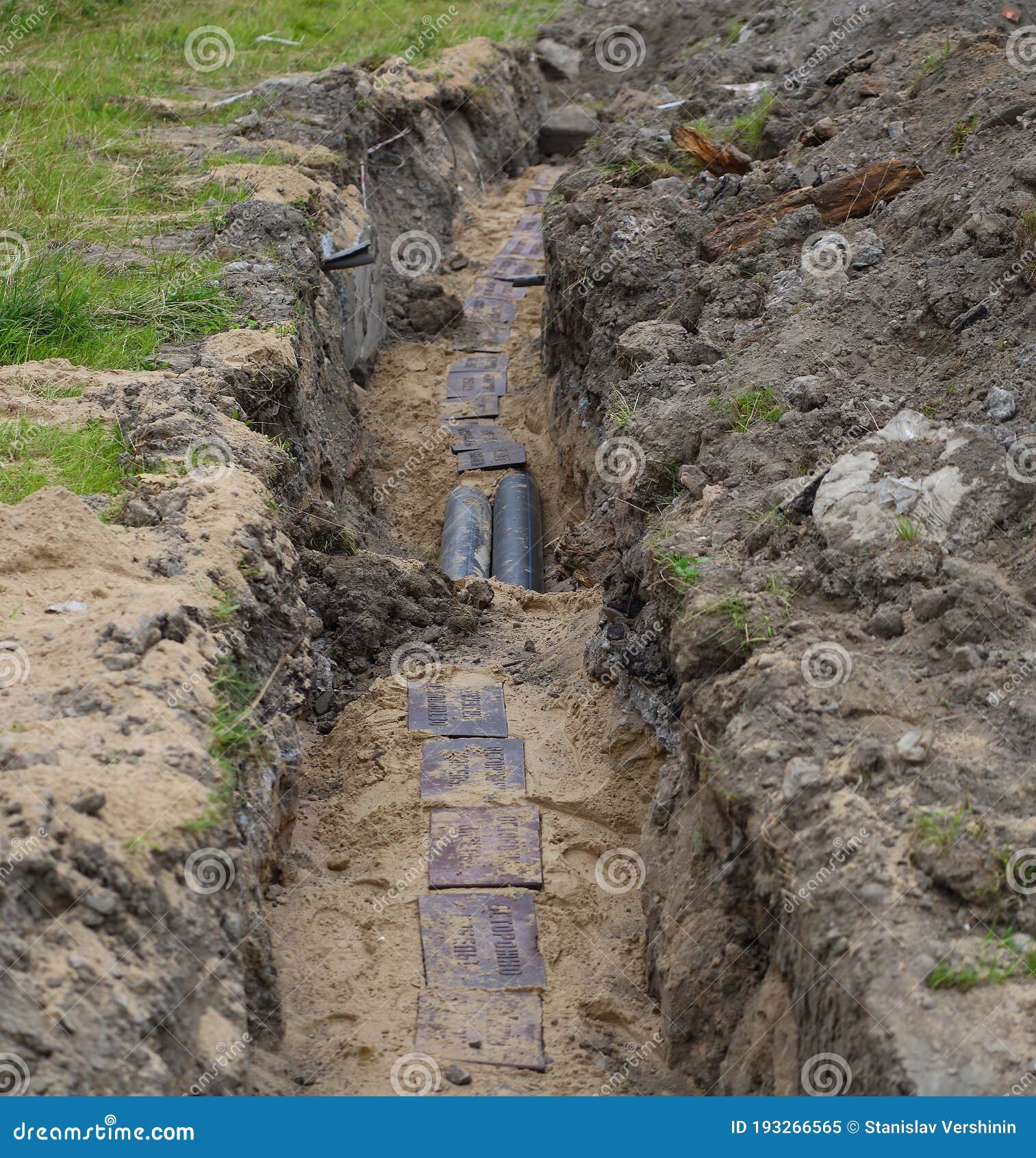 Cable Laying in a Dug-out Ditch Stock Image - Image of city, laying ...
