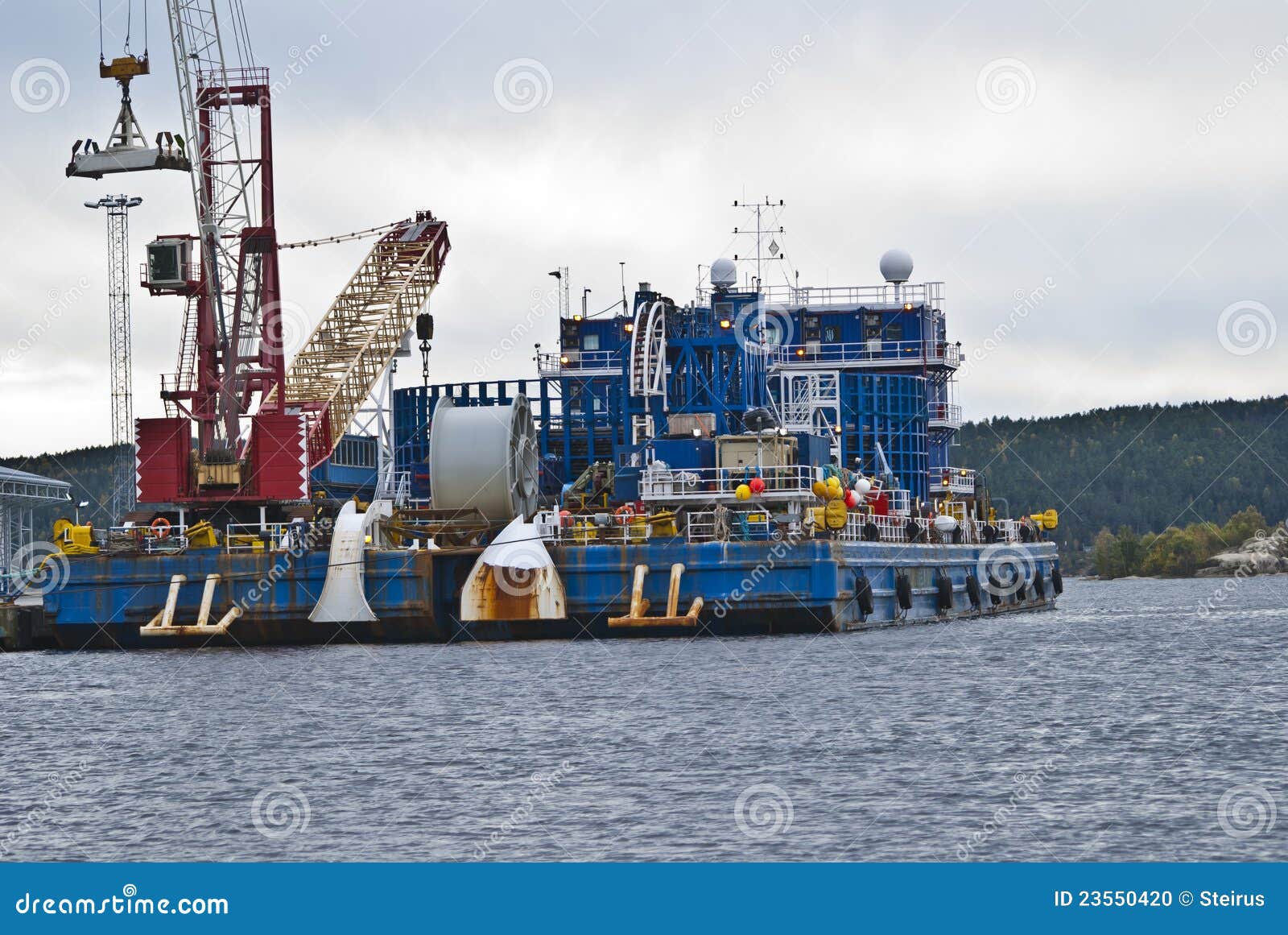 Cable-laying vessel. stock photo. Image of vessels, radar - 23550420