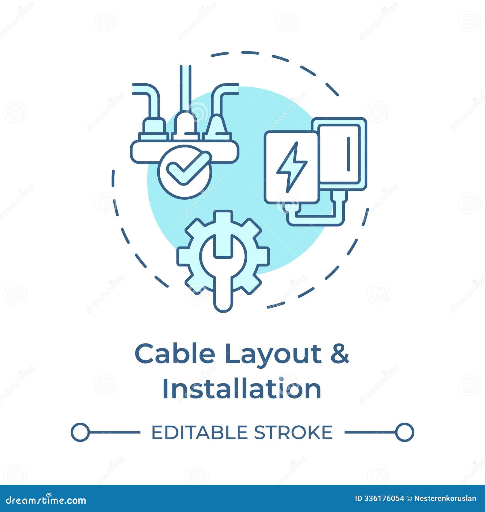 Cable Layout and Installation Soft Blue Concept Icon Stock Vector ...