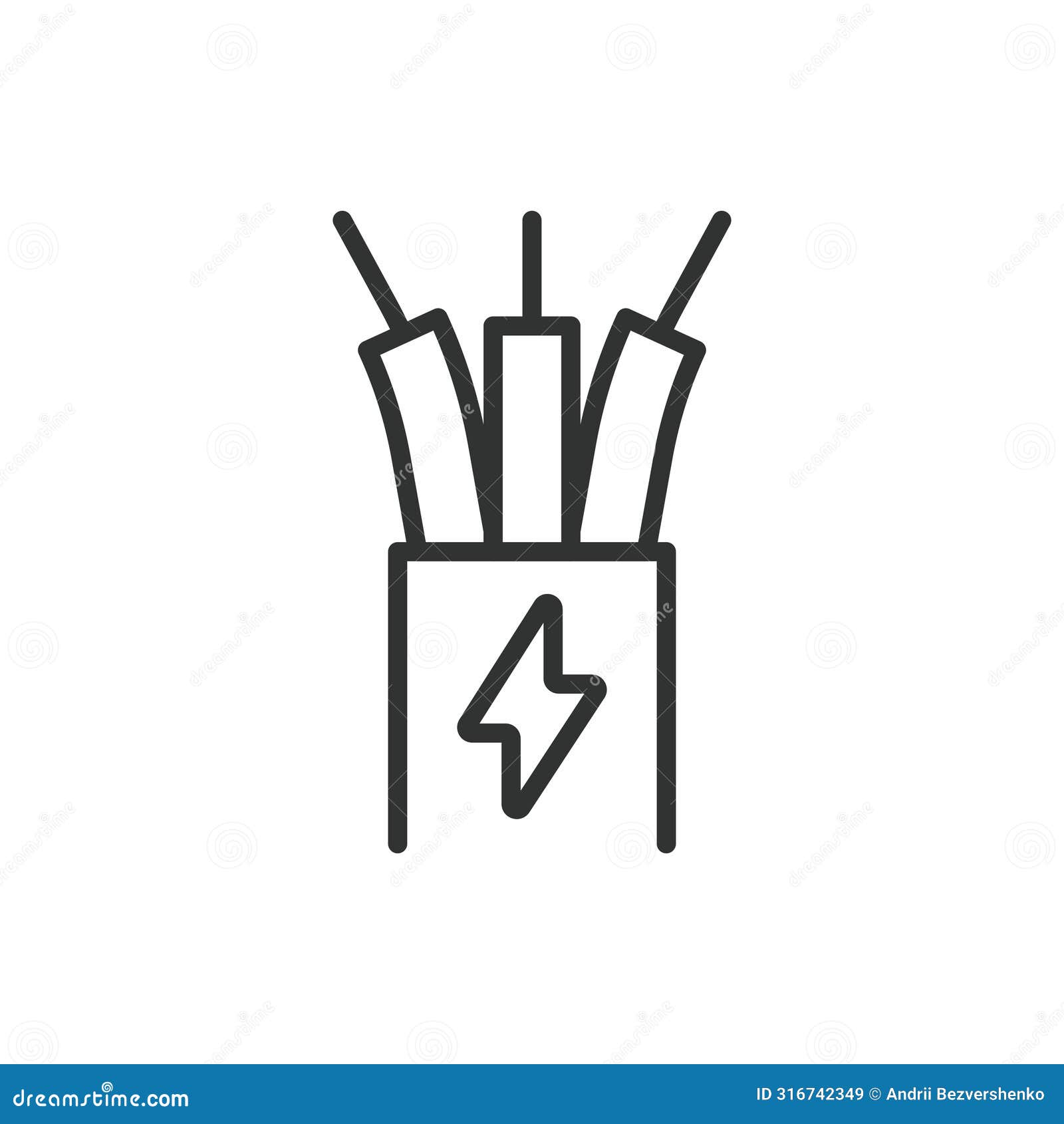 Wire Cord Electrical Cable Curved Power Optical Fibre Icon Black Color ...