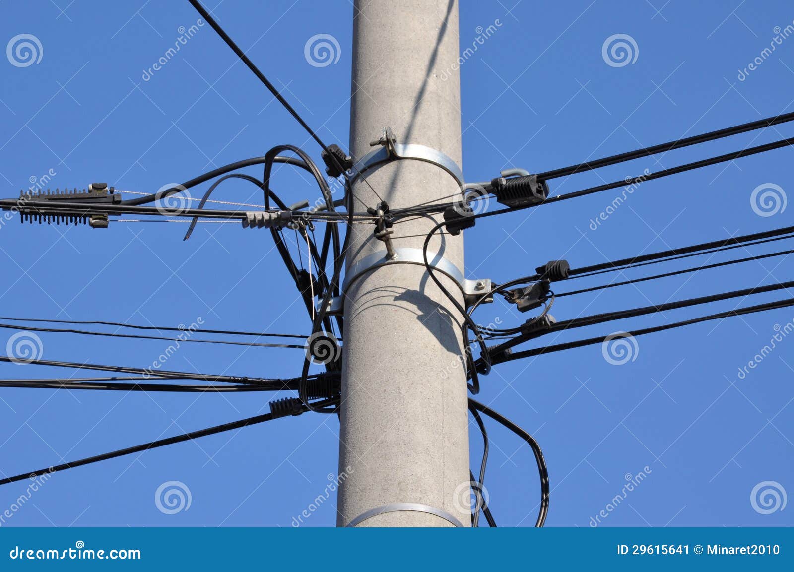 Cable lines on a pole stock image. Image of danger, grid - 29615641