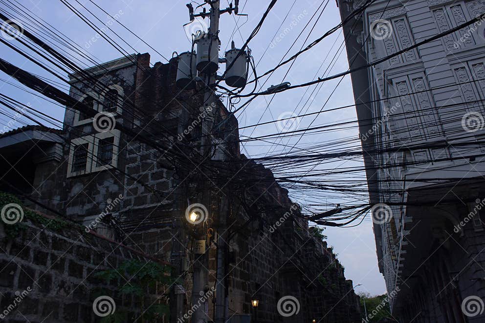 Cable mess in Manila stock photo. Image of messy, high - 295846080