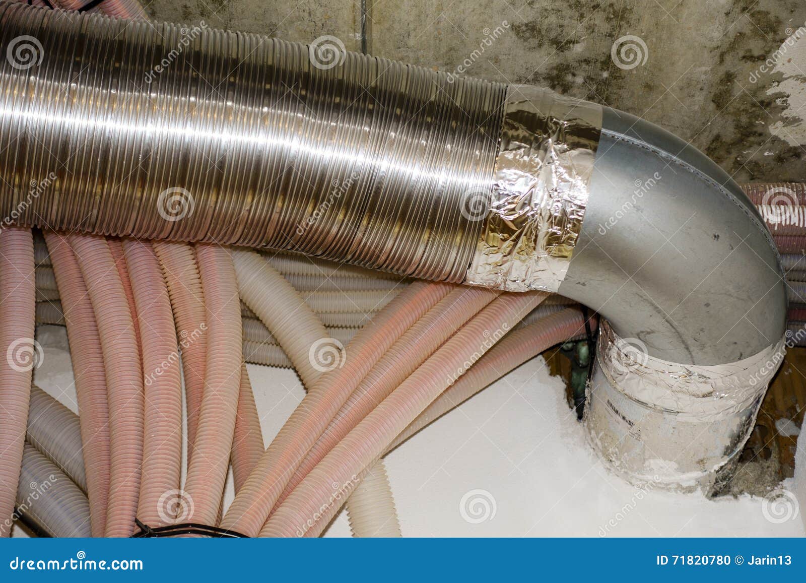 Cable mess in new building stock photo. Image of maintenance - 71820780