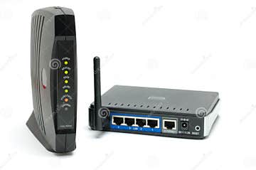 Cable modem and router stock image. Image of technology - 4926637
