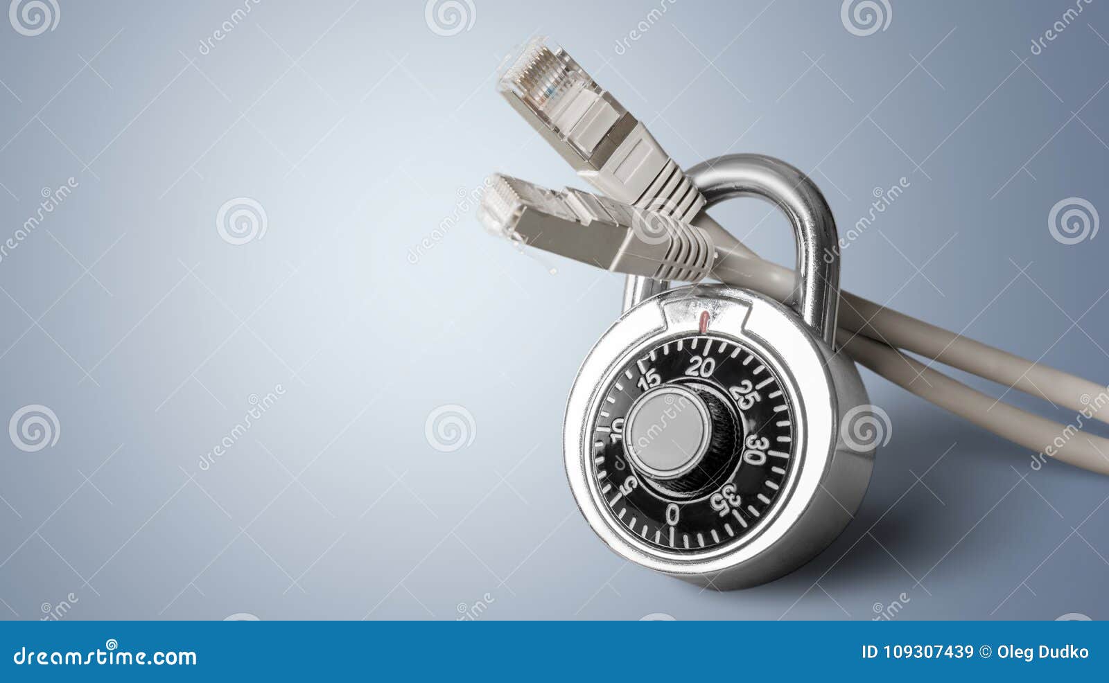 Lock and Network Cable, Close-up View Stock Illustration - Illustration ...