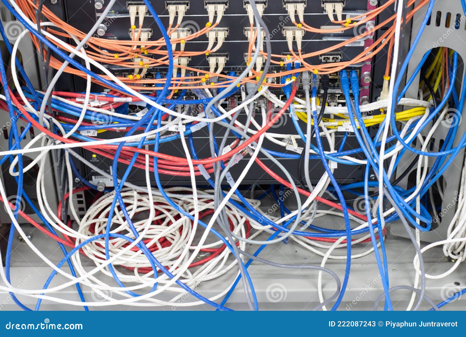 Cable Network in Server Room Cable Tangled of Poorly Routed Cables ...