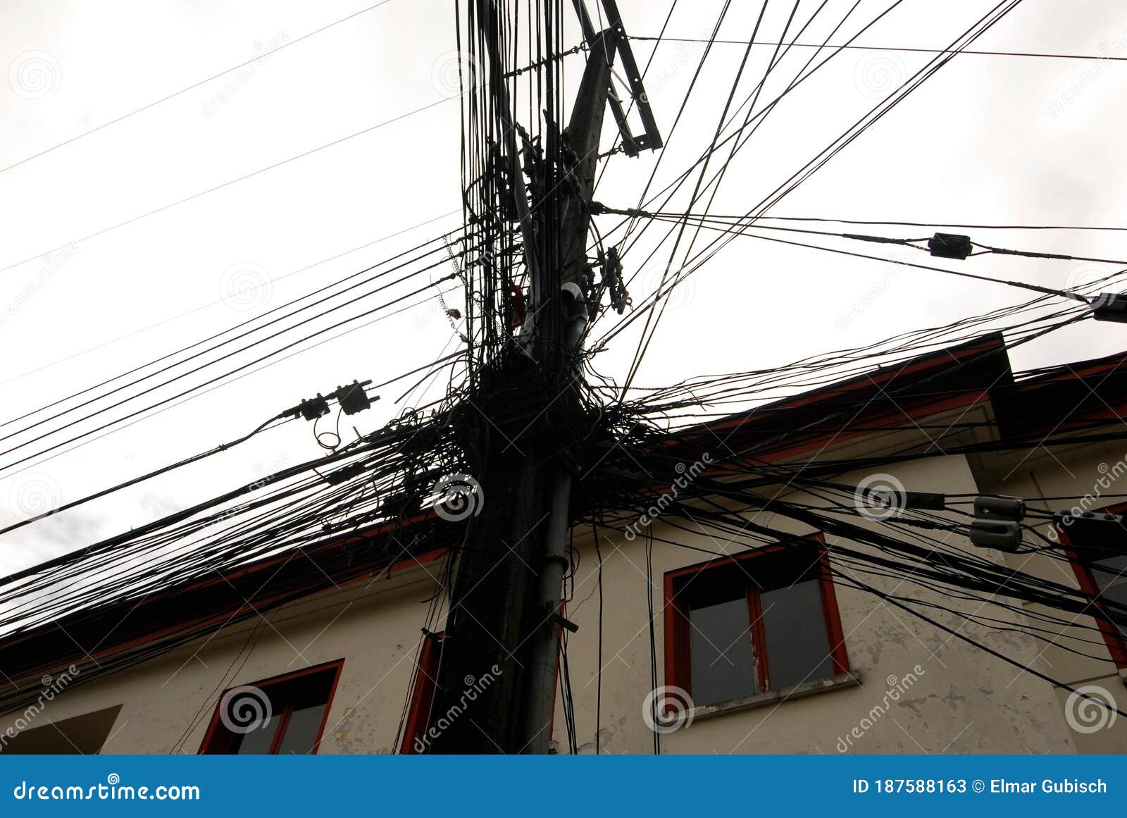 Cable overload in the city stock image. Image of connection - 187588163