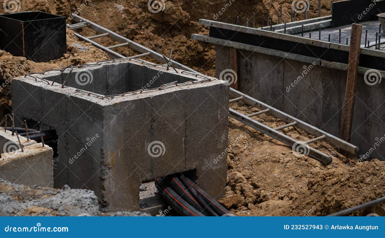 Cable Pits for Cable Laying of Construction Works Under Construction ...
