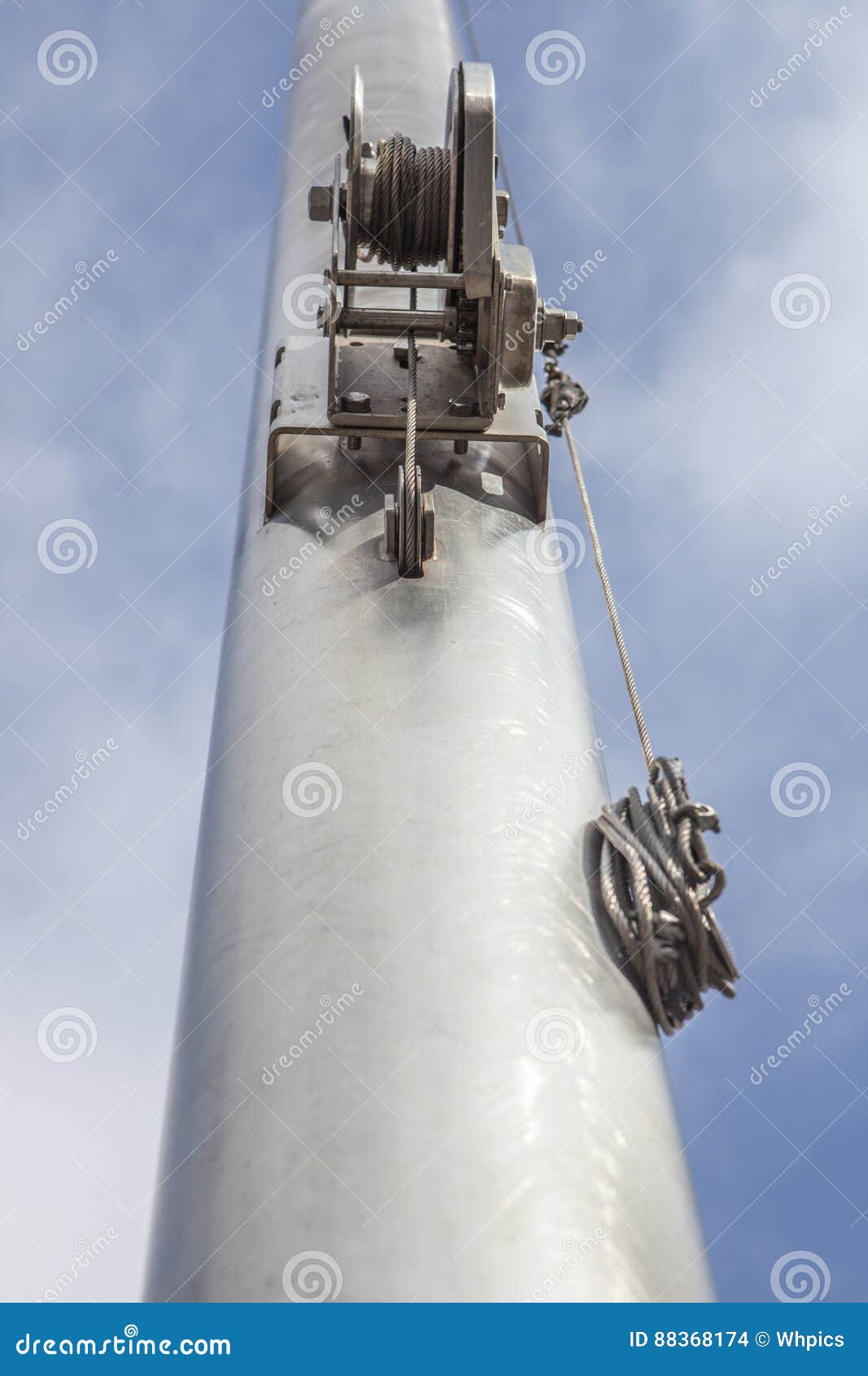 Cable on Pole for Raise the Flag Stock Photo - Image of blue, cable ...