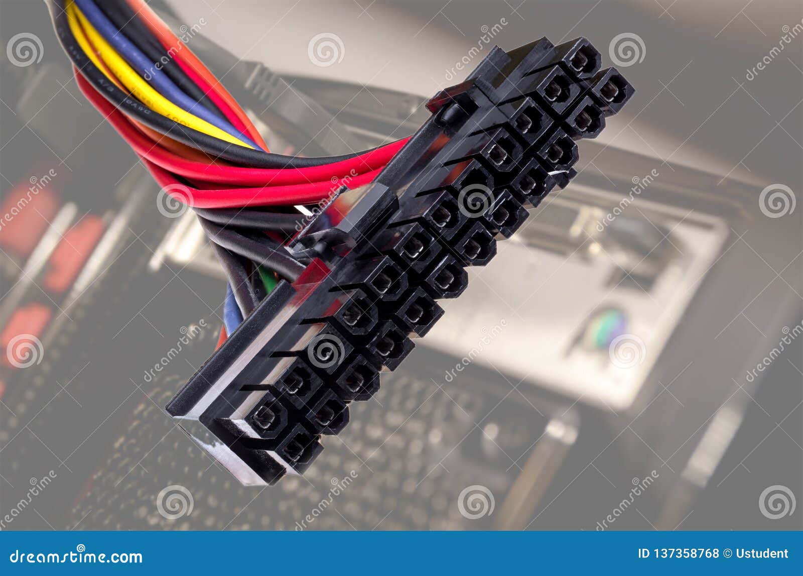 The Cable from the Power Supply Unit for PC Stock Photo - Image of ...