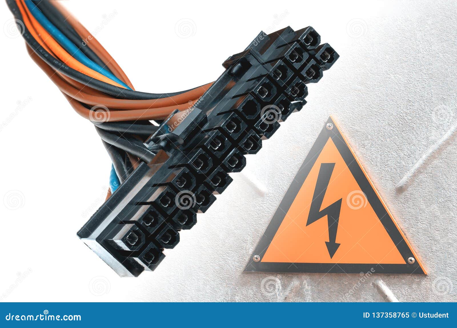 The Cable from the Power Supply Unit for PC Stock Image - Image of ...