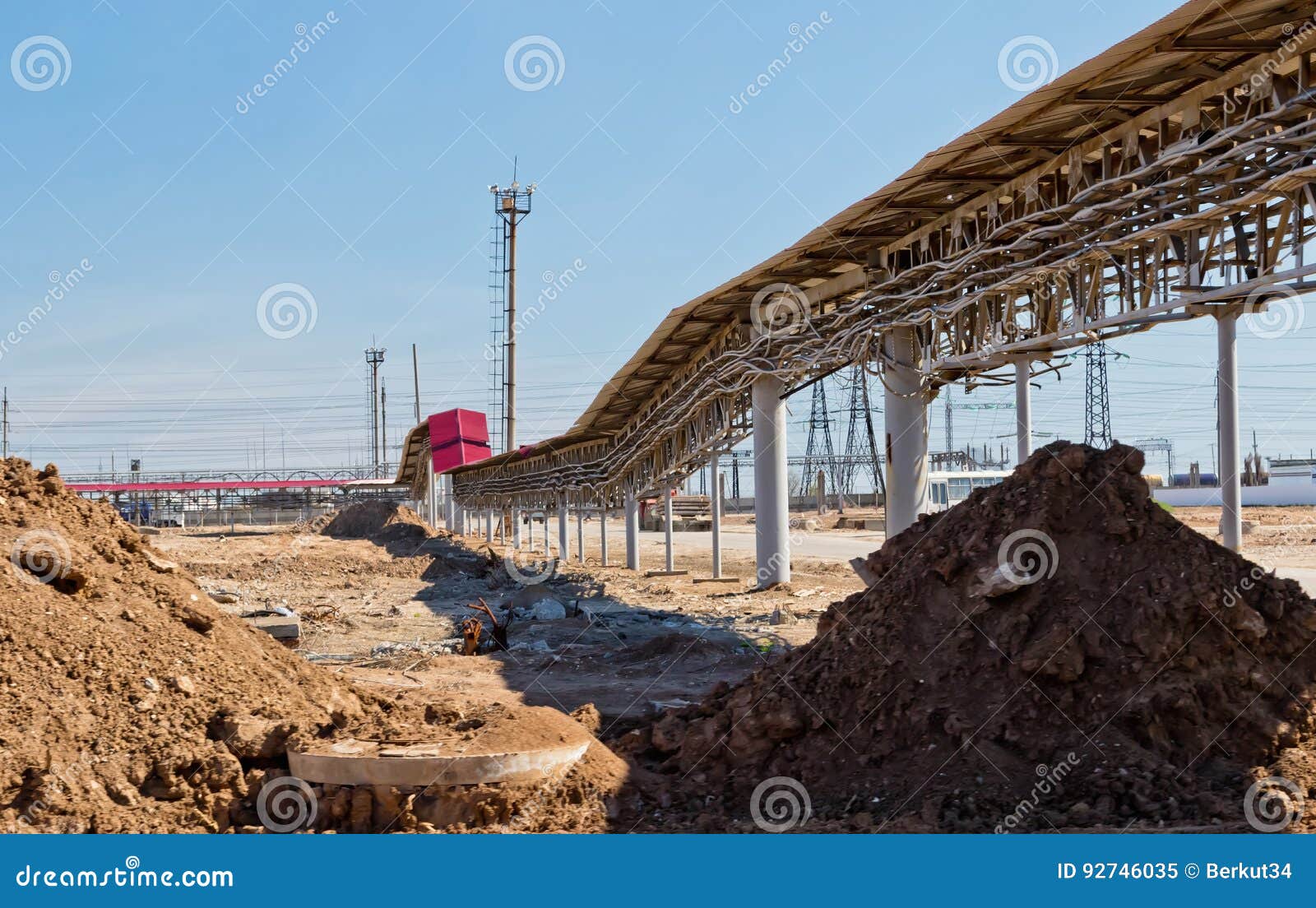 Cable rack with a new roof stock image. Image of industrial - 92746035