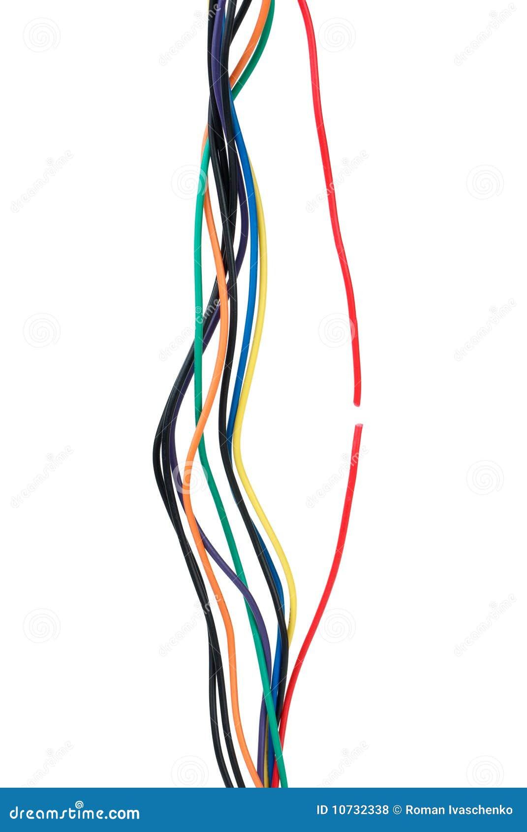 Cable with red wire broken stock photo. Image of electrical - 10732338