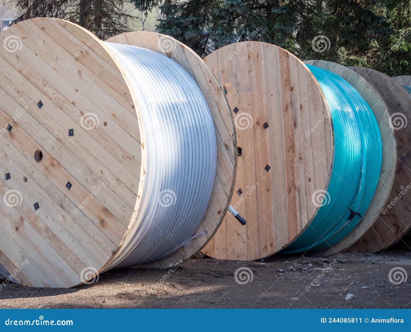 Cable Reel for a Construction Site Stock Image - Image of current ...