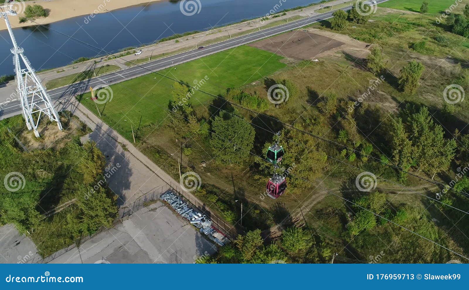 Cable Road Cabins in the Summer Stock Video - Video of elevated, rope ...