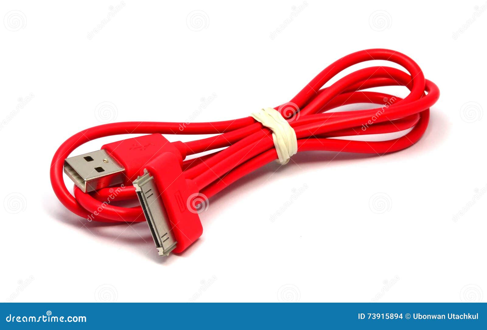 Cable Rojo Del Usb En El Fondo Blanco Foto de archivo - Imagen de ...